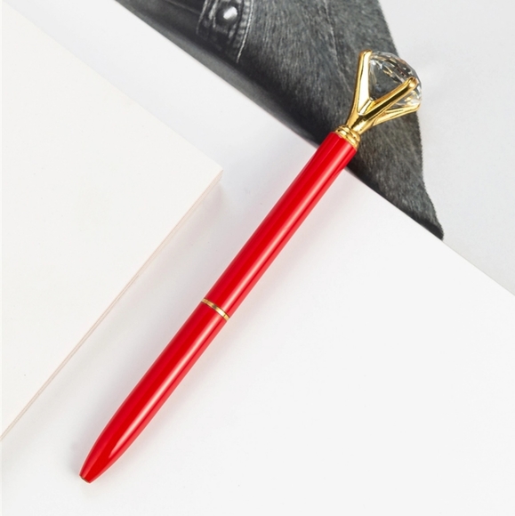 iFashionBox | Office | Cute Gold Red Diamond Stone Writing Pen Pretty ...